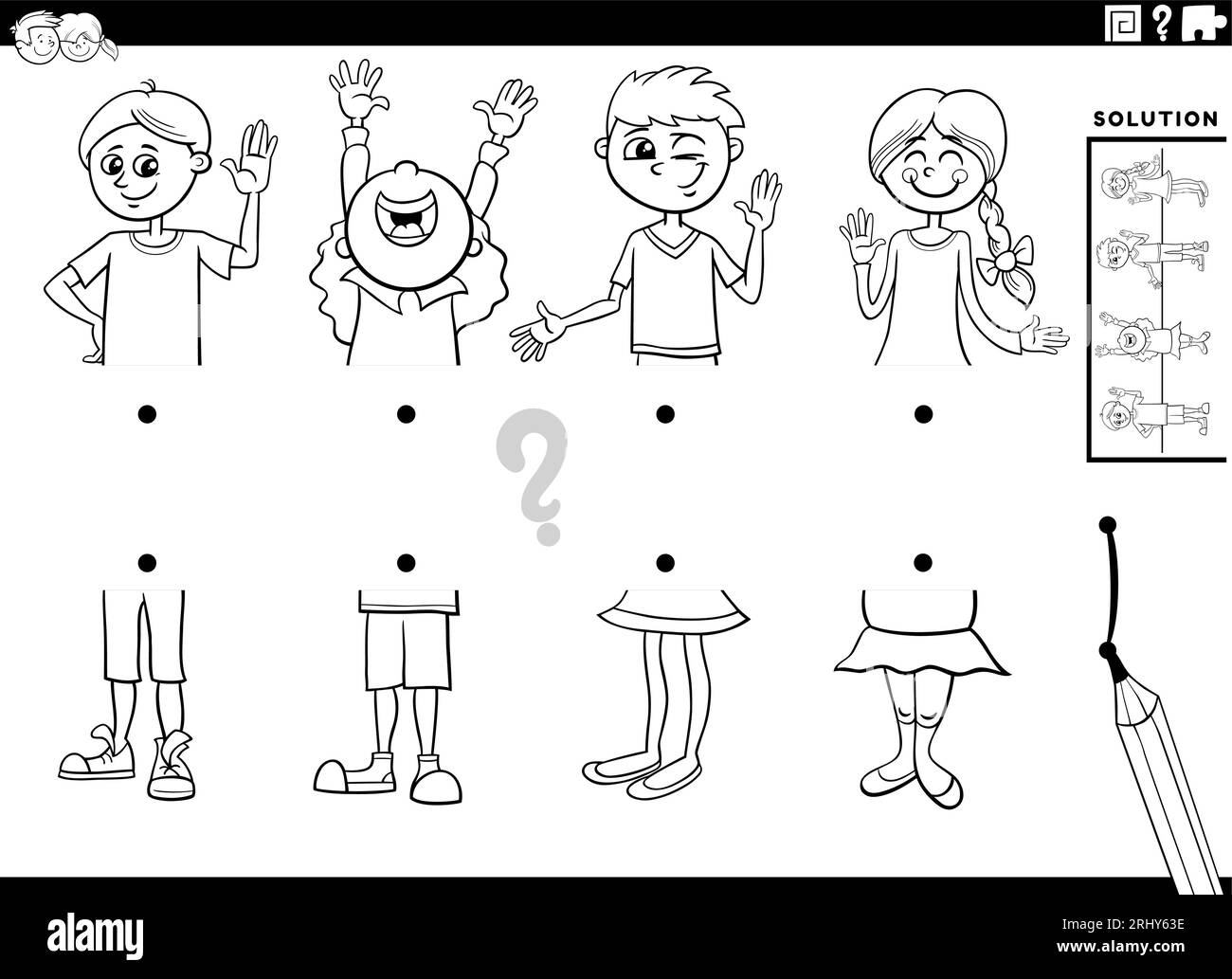 Black and white cartoon illustration of educational activity of ...