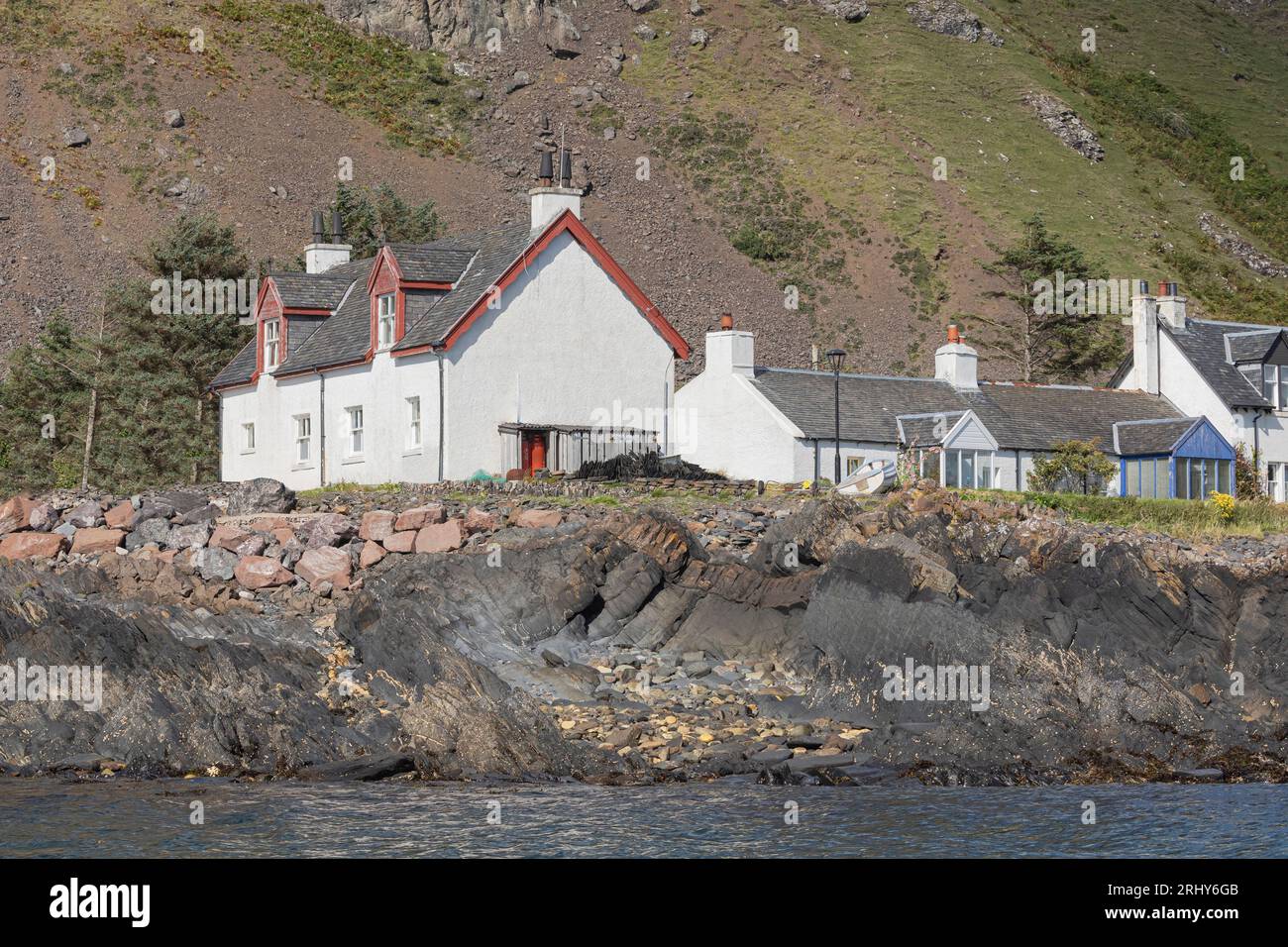 Scottish croft houses on the sea shore in a remote location Stock Photo ...