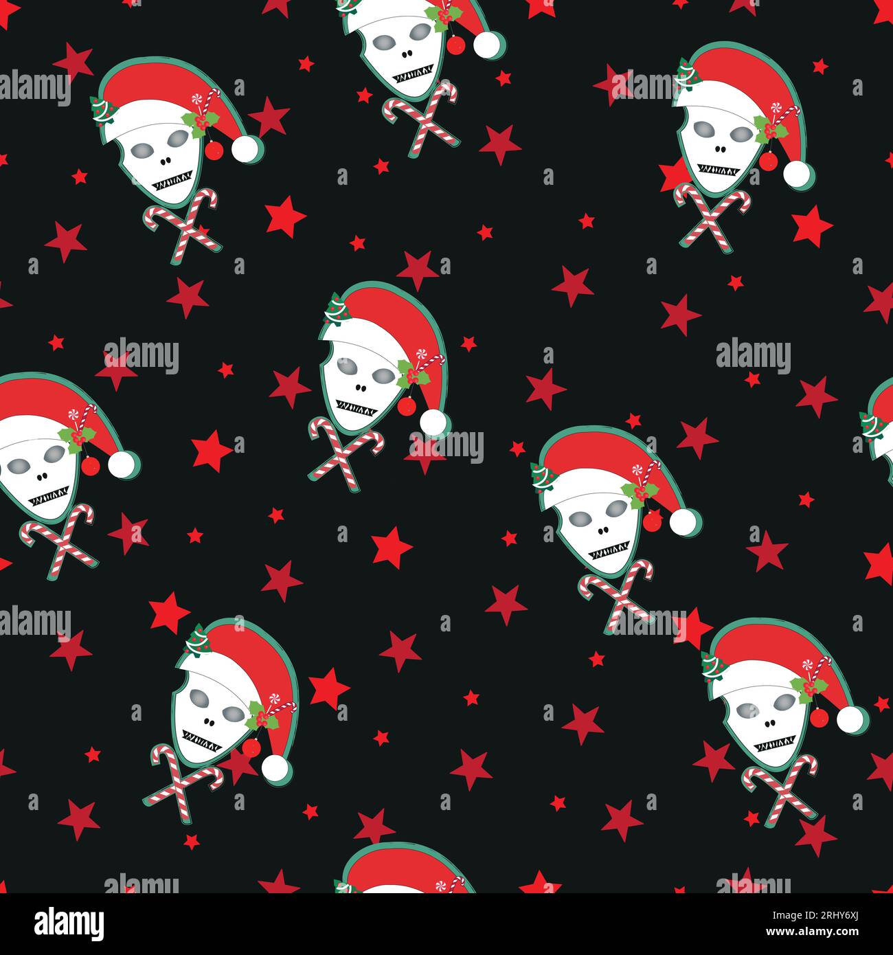 Skull with stars. Christmas design seamless fabric design pattern Stock ...