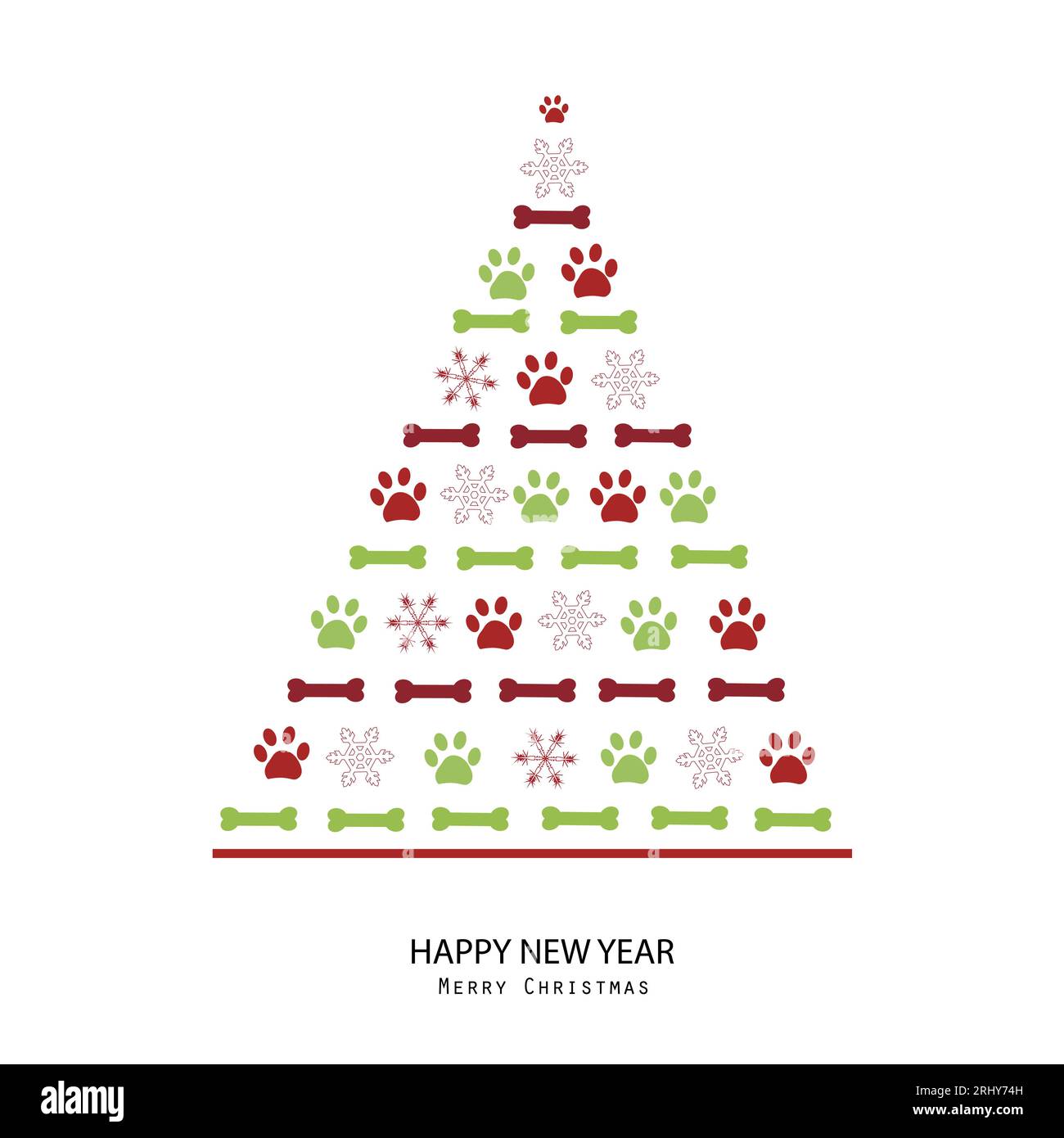 Pine tree made of paw prints. Christmas Happy new year design paw ...