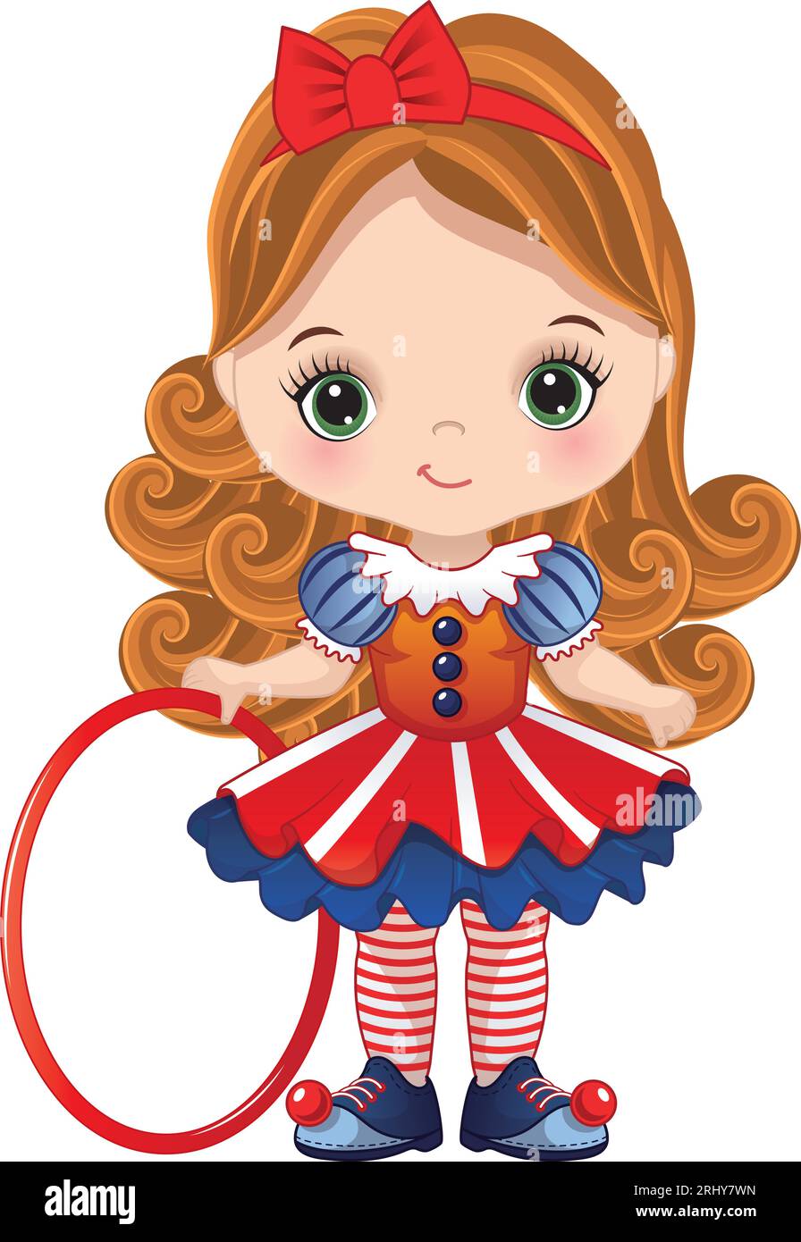 Vector Cute Cartoon Circus Girl Holding Hoop Stock Vector Image & Art ...