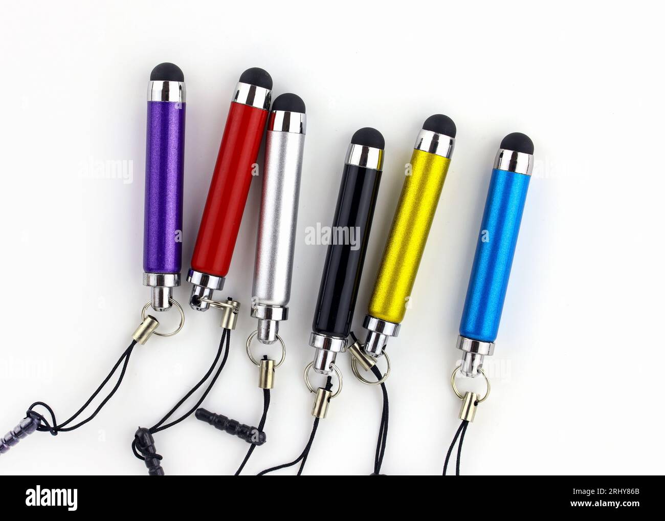 set of mini stylus for capacitive screens on a white background. Gray ...