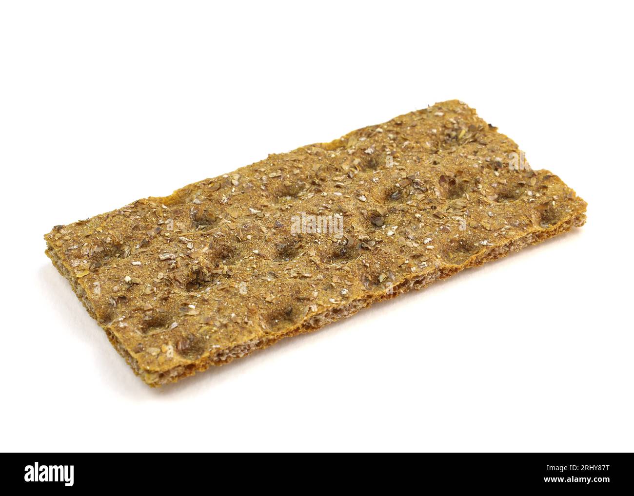 One piece of natural crispbread. Fresh crunchy rye crispbread on white ...