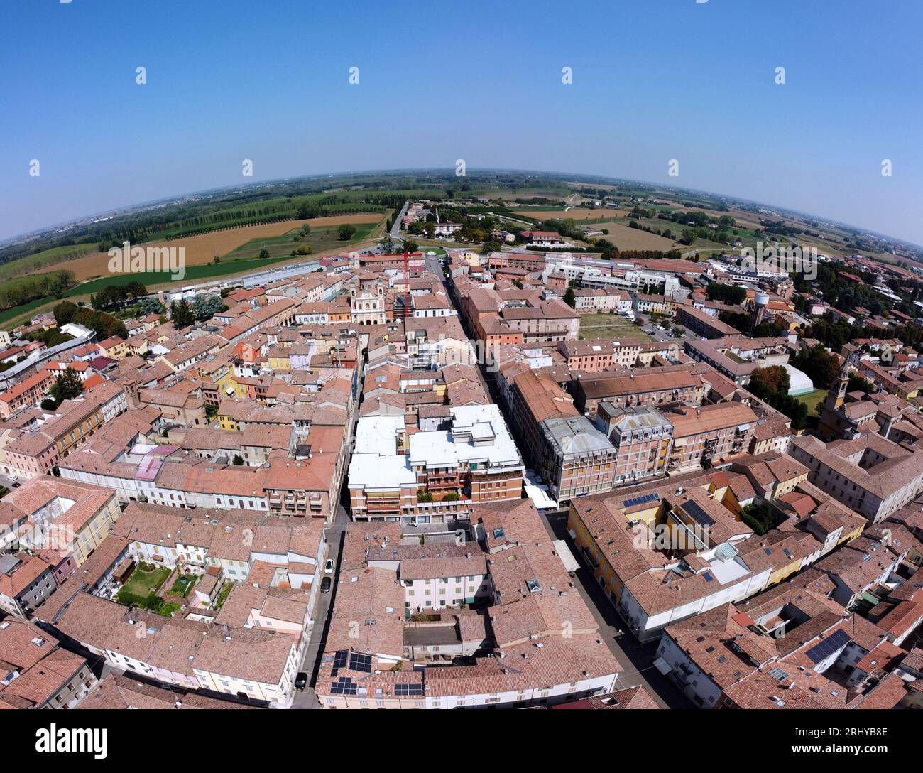 Aerial view of the town of Guastalla in the province of Reggio Emilia ...