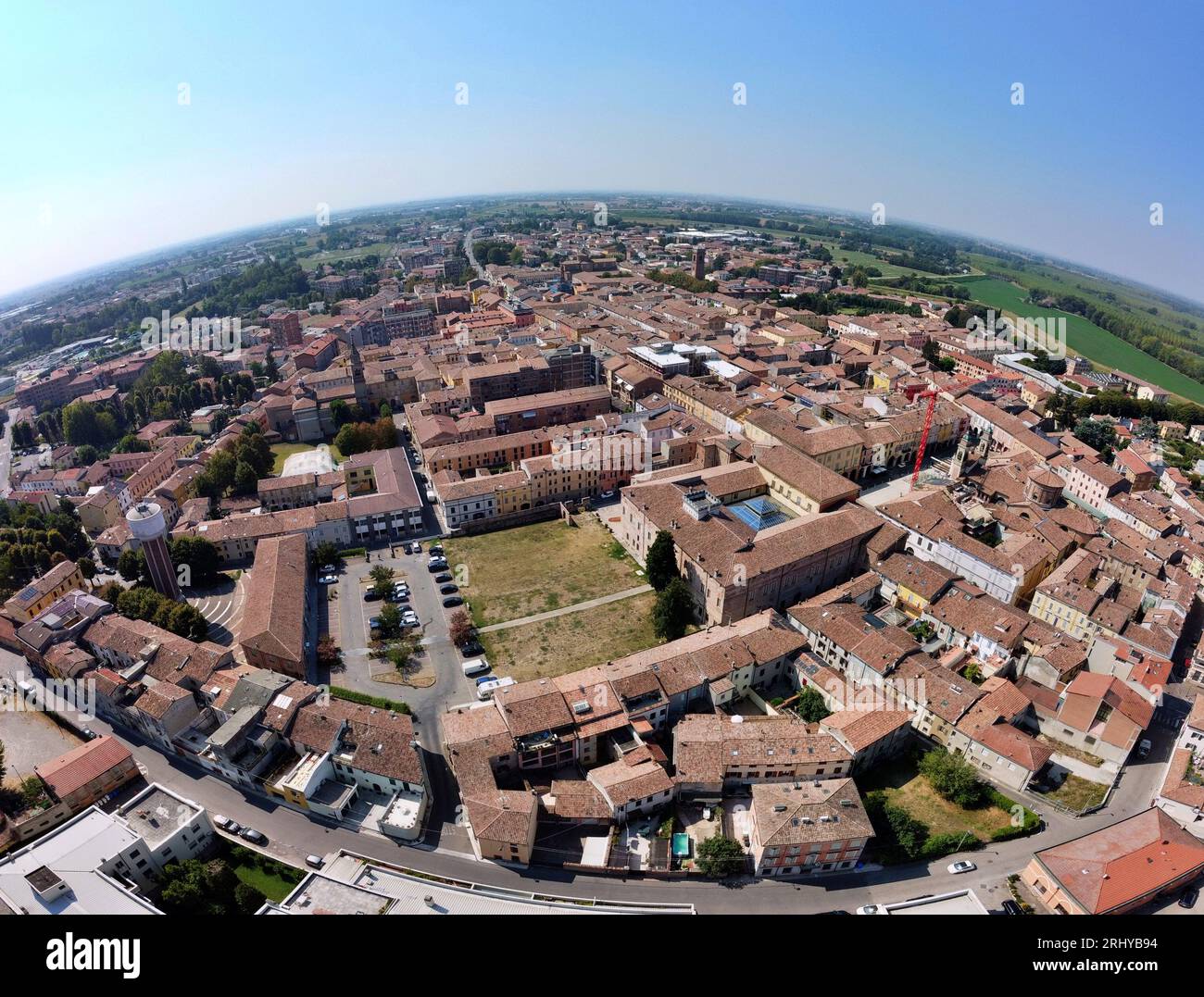 Aerial view of the town of Guastalla in the province of Reggio Emilia ...