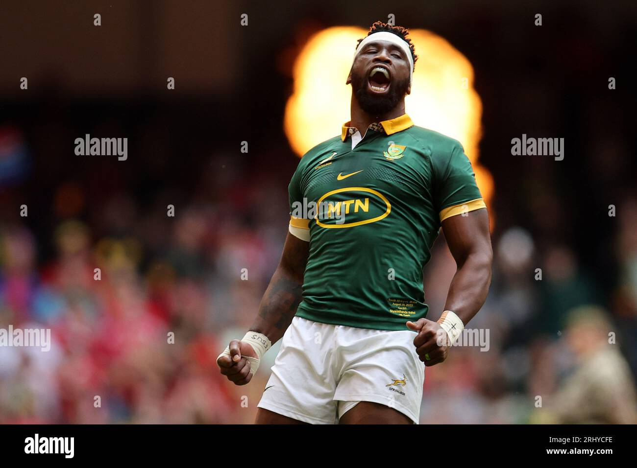 Cardiff, UK. 19th Aug, 2023. Siya Kolisi, the captain of South Africa ...