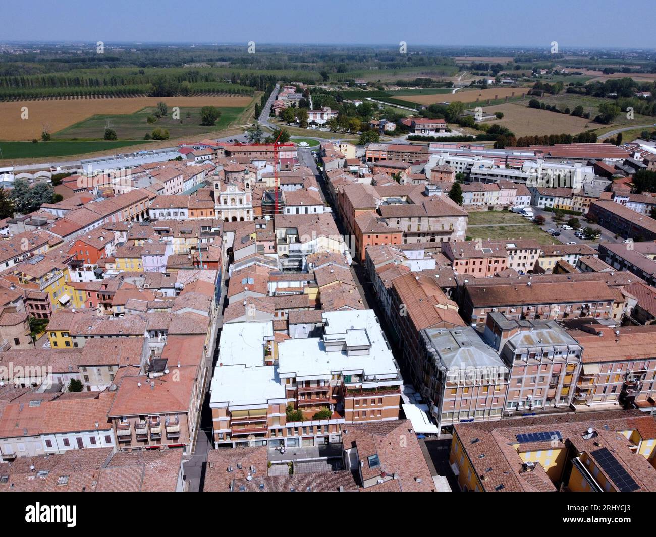 Aerial view of the town of Guastalla in the province of Reggio Emilia ...
