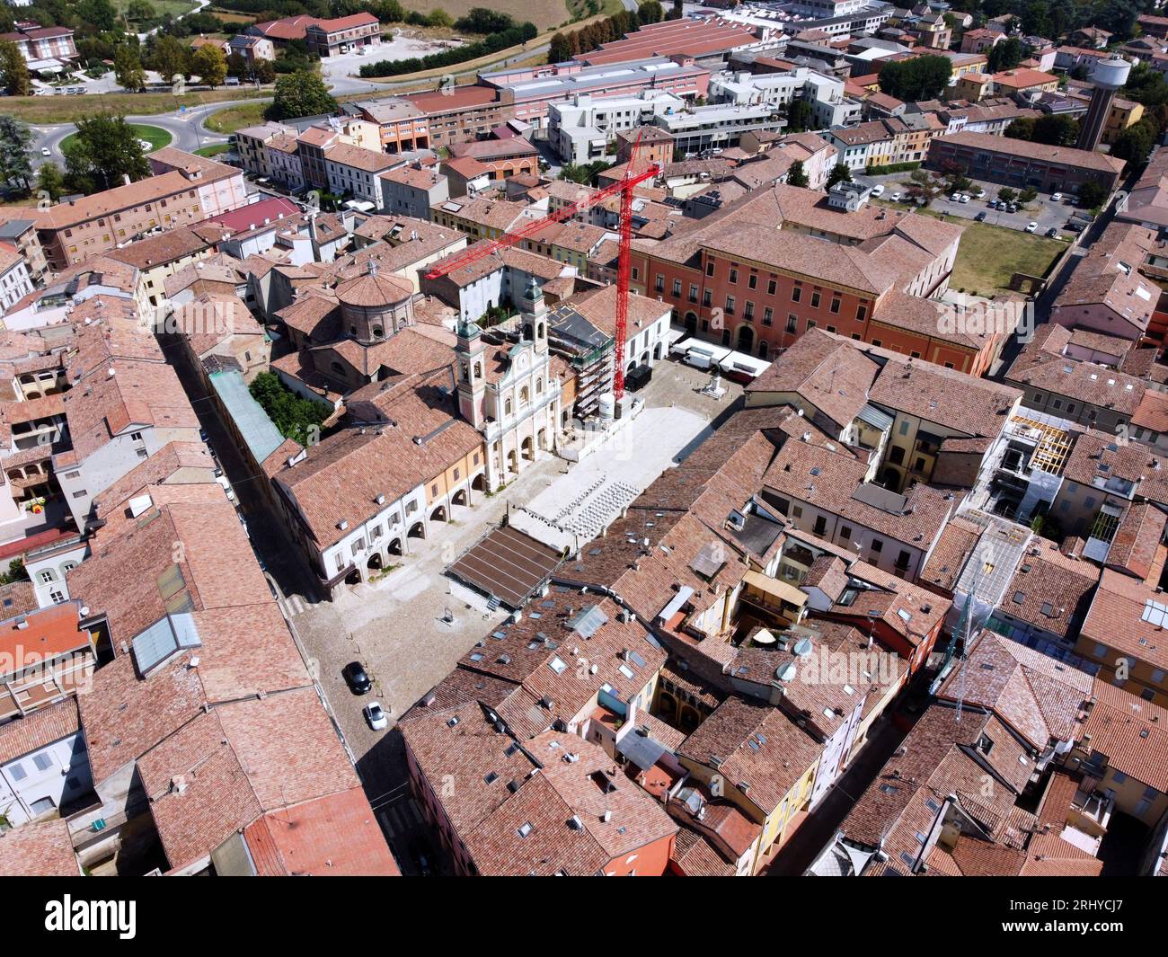 Aerial view of the town of Guastalla in the province of Reggio Emilia ...