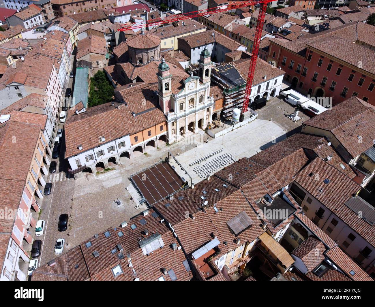 Aerial view of the town of Guastalla in the province of Reggio Emilia ...