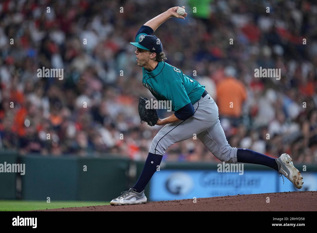 Seattle Mariners starting pitcher Logan Gilbert delivers during the ...