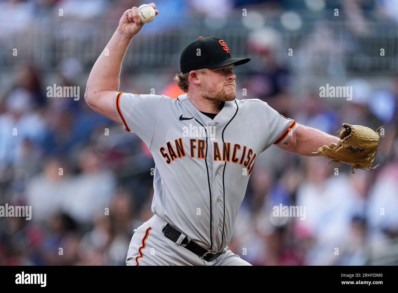 San Francisco Giants starting pitcher Logan Webb throws to an Atlanta ...