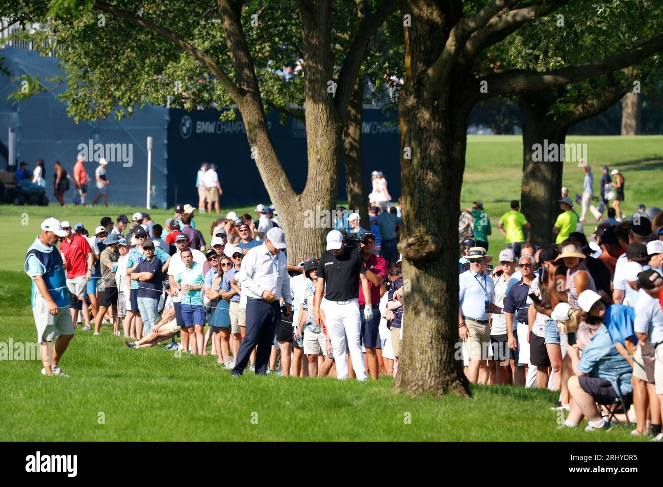 OLYMPIA FIELDS, IL - AUGUST 19: PGA golfer Matt Fitzpatrick asks for a ruling on playing his ...