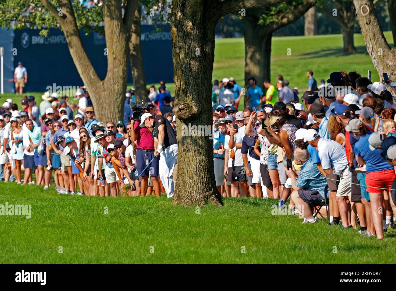 OLYMPIA FIELDS, IL - AUGUST 19: PGA golfer Matt Fitzpatrick plays his third shot out of the ...