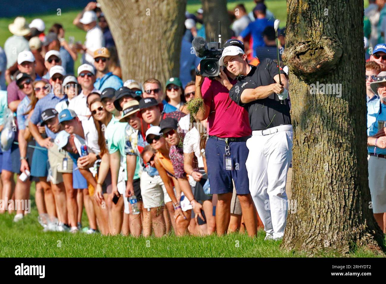 OLYMPIA FIELDS, IL - AUGUST 19: PGA golfer Matt Fitzpatrick plays his third shot out of the ...