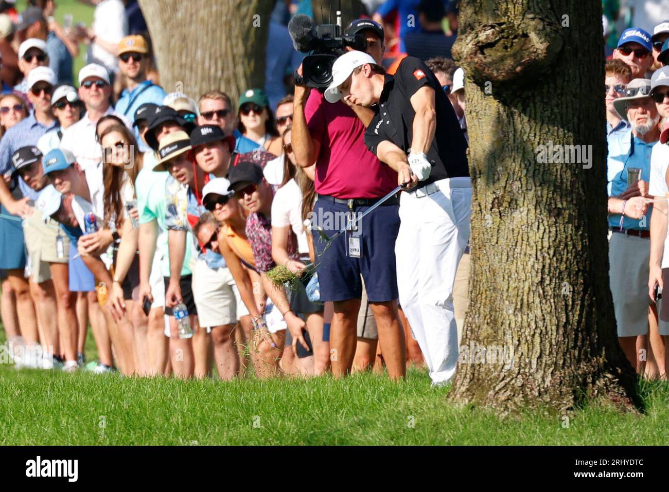 OLYMPIA FIELDS, IL - AUGUST 19: PGA golfer Matt Fitzpatrick plays his third shot out of the ...