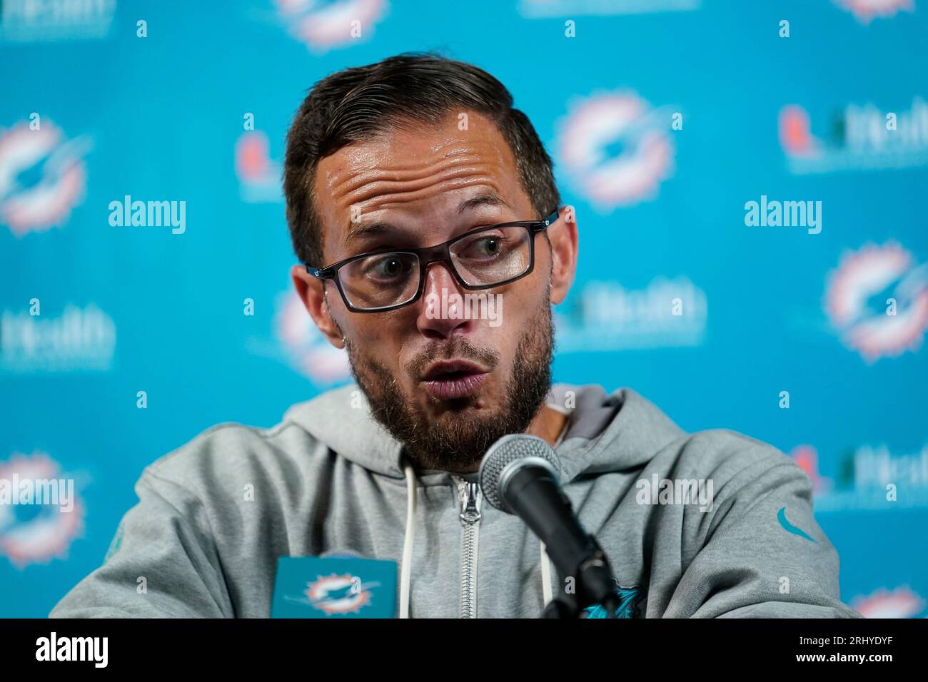 Miami Dolphins head coach Mike McDaniel during a news conference ...