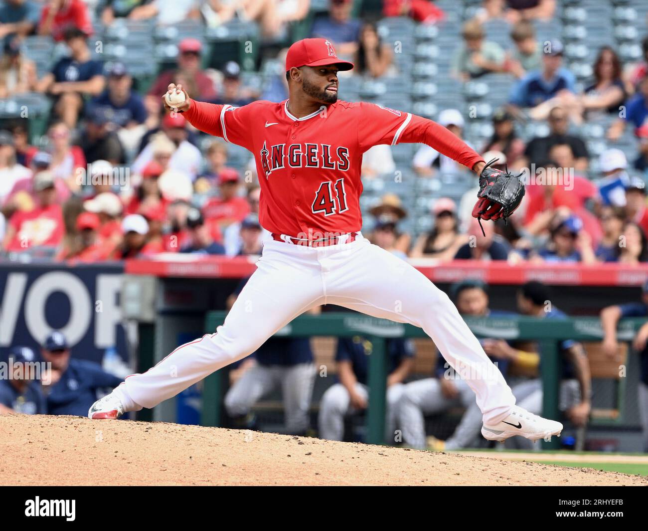 ANAHEIM, CA - AUGUST 19: Los Angeles Angels pitcher Reynaldo Lopez (41 ...