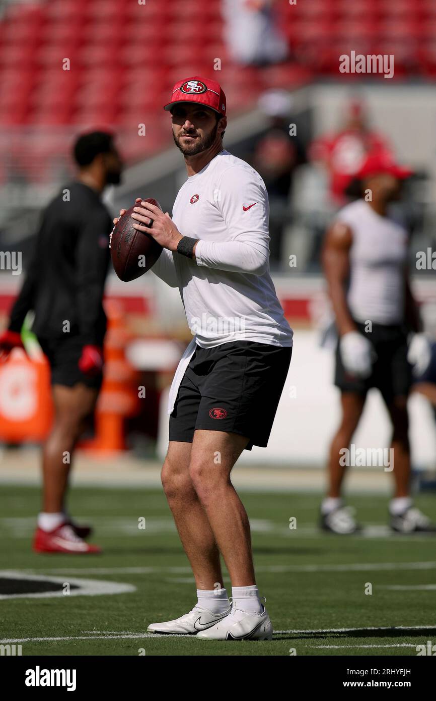 San Francisco 49ers quarterback Brandon Allen (4) warms up during an ...
