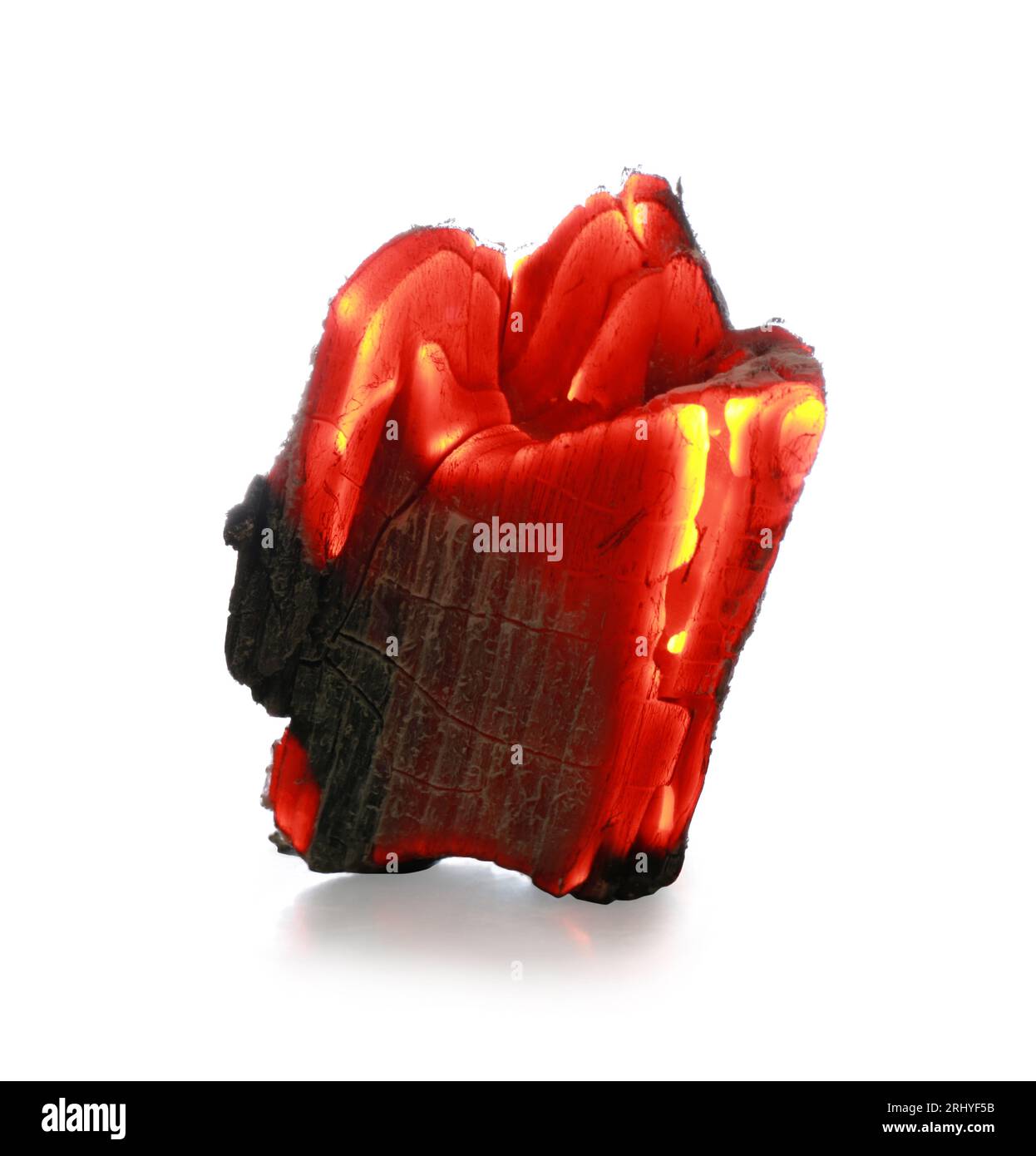 Piece of smoldering coal isolated on white Stock Photo - Alamy