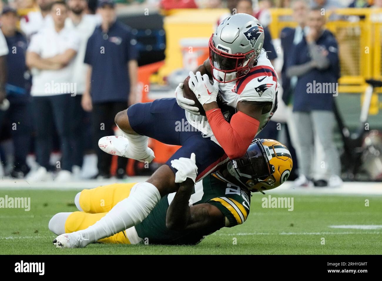 Green Bay Packers cornerback Rasul Douglas (29) tackles New England ...
