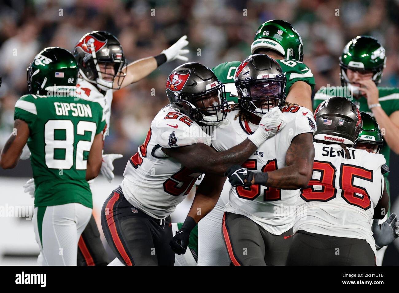 Tampa Bay Buccaneers linebacker J.J. Russell (51) celebrates with K.J ...