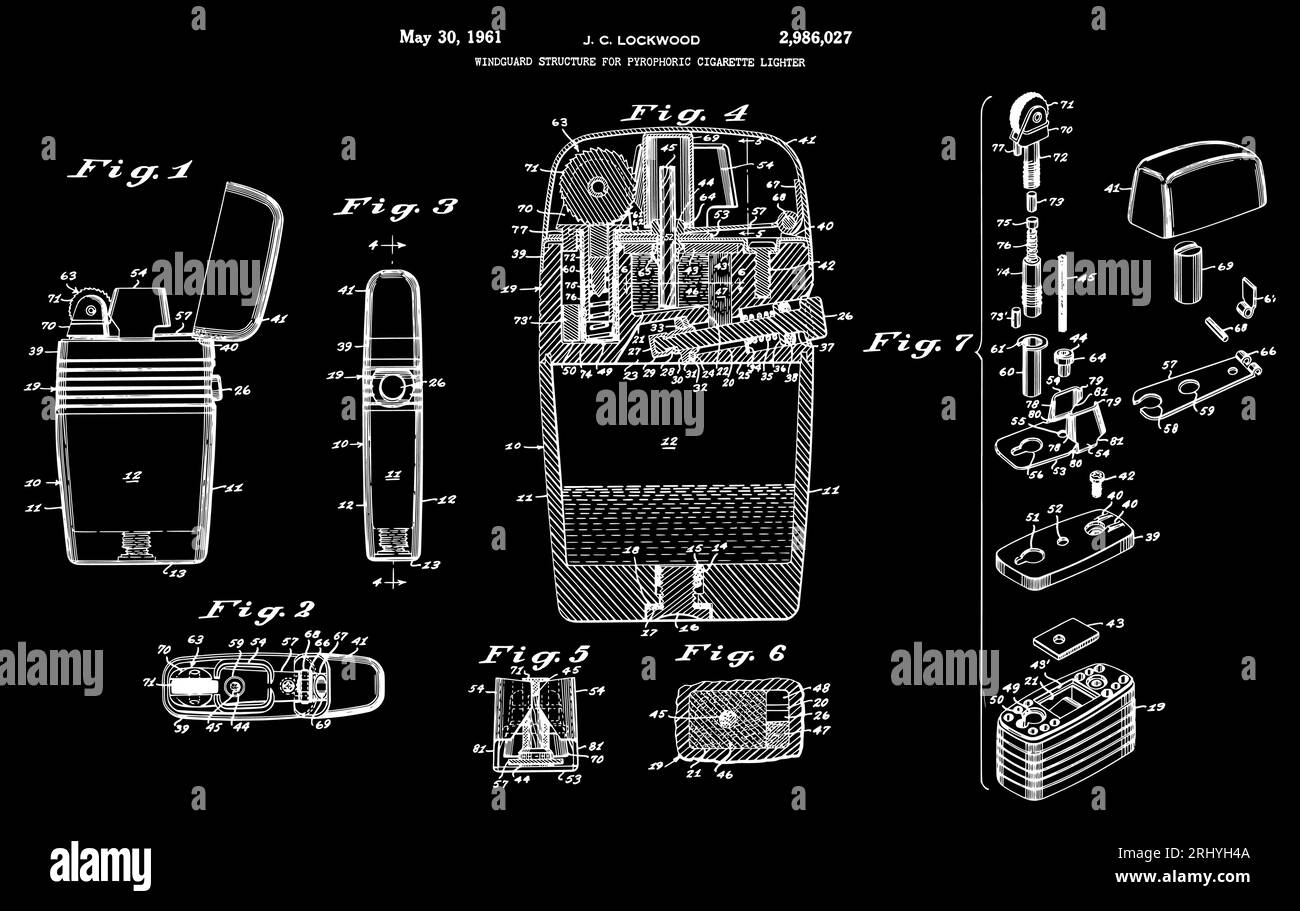 Vintage 1961 lighter patent art Stock Vector Image & Art - Alamy