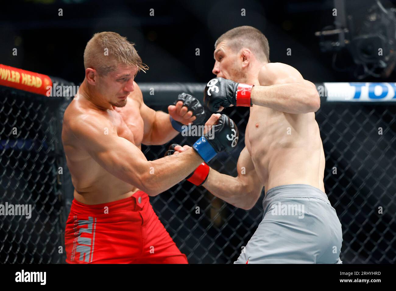Kurt Holobaugh, right, in action against Austin Hubbard during a UFC ...