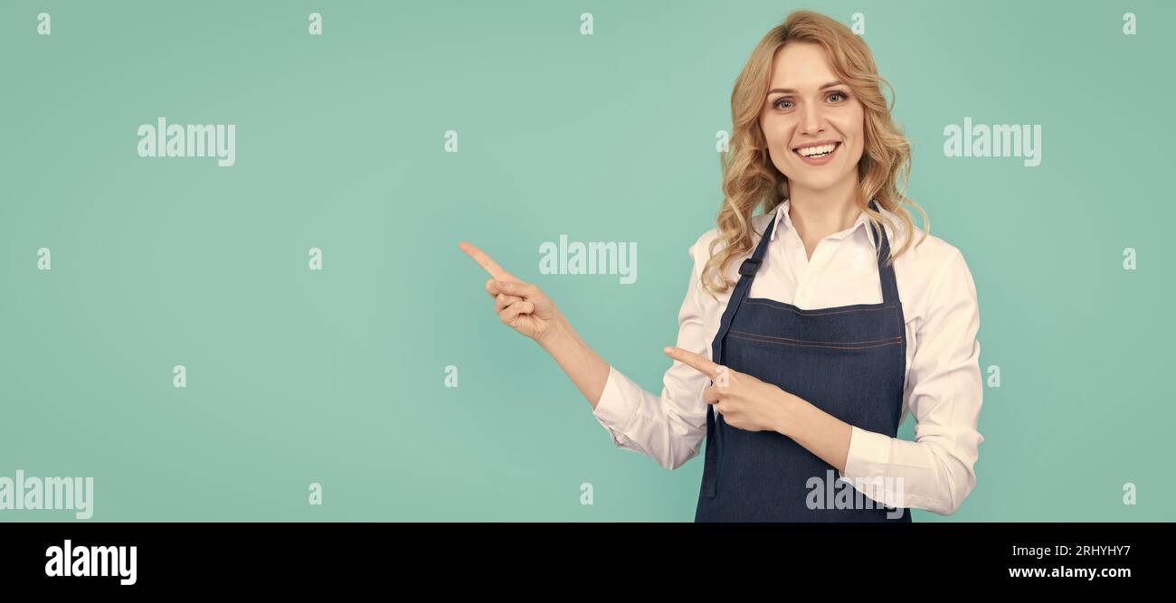 Woman isolated face portrait, banner with mock up copy space. housewife ...