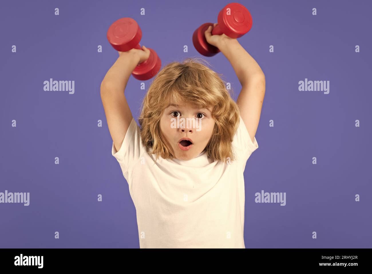 Kids sports exercises. Healthy kids life and sport concept. Portrait of ...