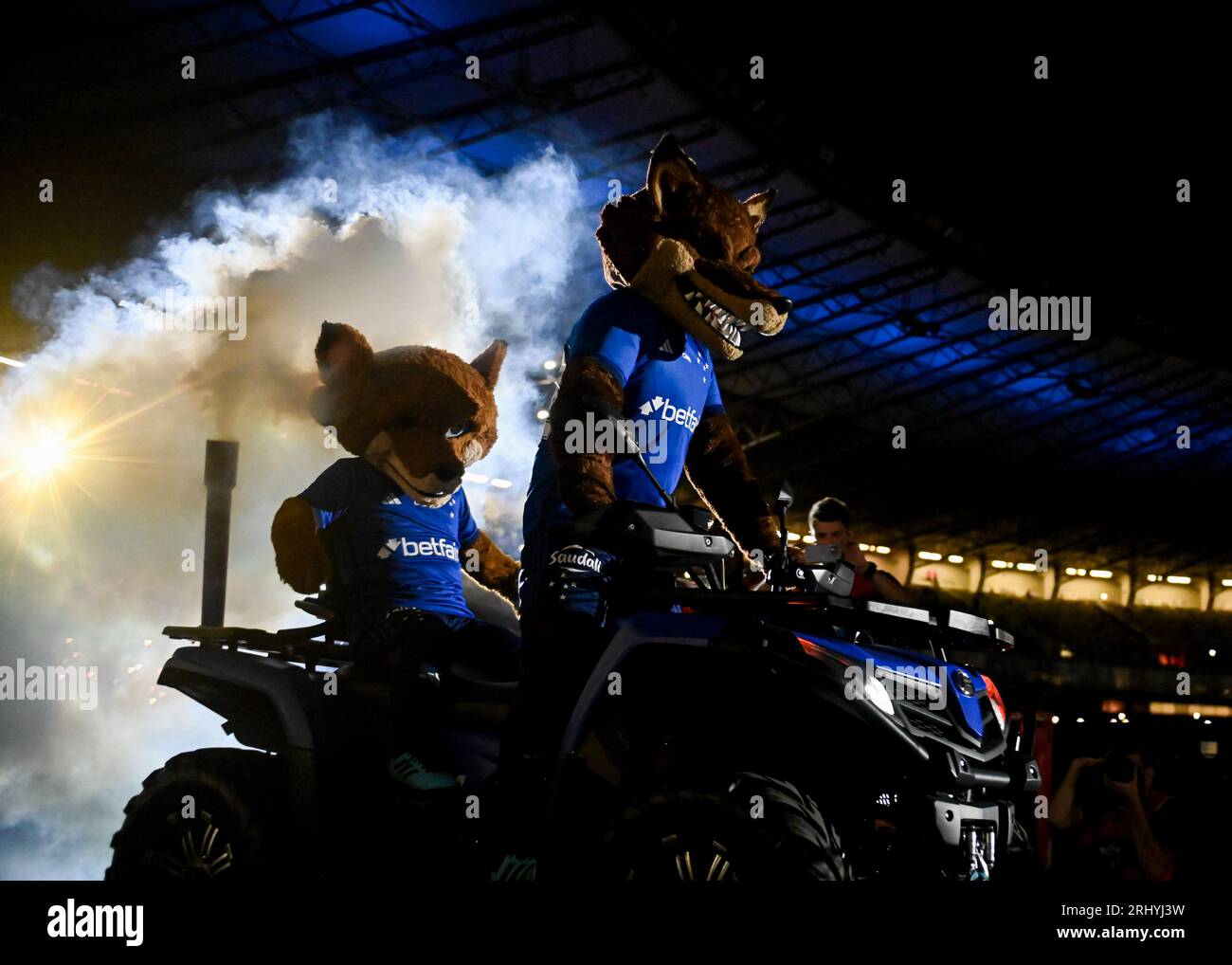 Belo Horizonte, Brazil. 19th Aug, 2023. The new mascots of Cruzeiro ...