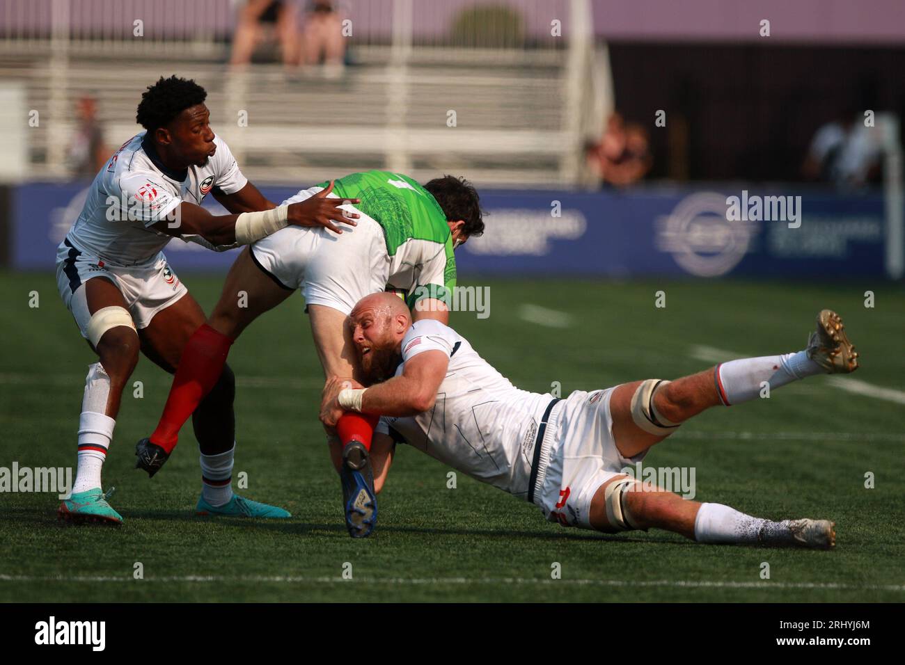 Langford, Canada. 19th Aug, 2023. Team USA's Ben Pinkelman, right ...