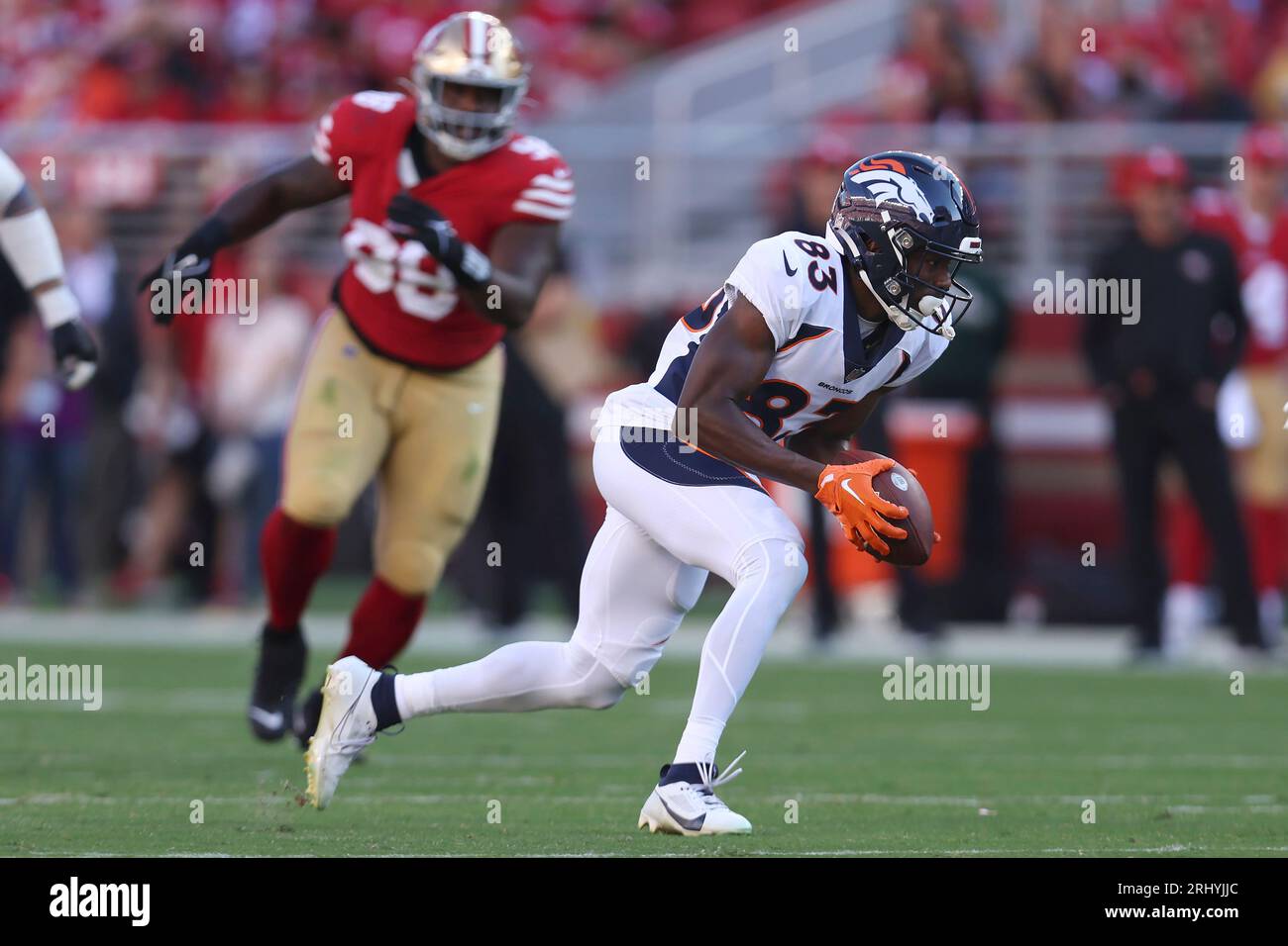 Denver Broncos wide receiver Marvin Mims Jr. (83) runs against the San ...
