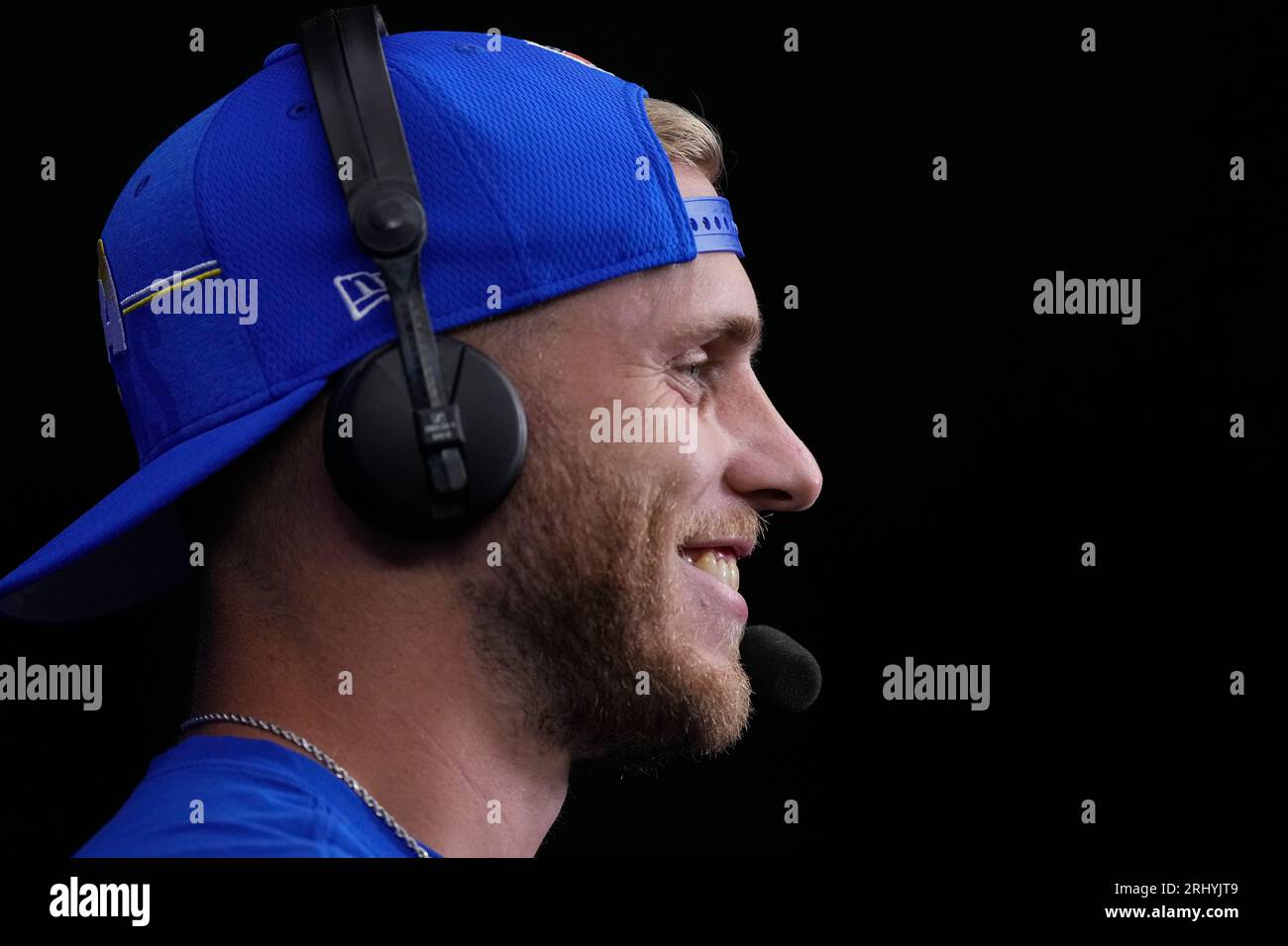 Los Angeles Rams wide receiver Cooper Kupp smiles as he conducts an ...
