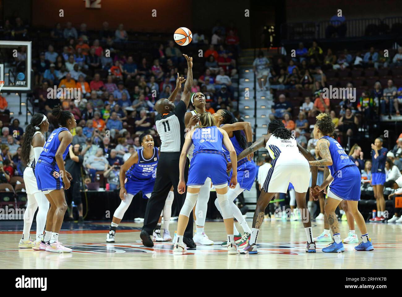 UNCASVILLE, CT - AUGUST 18: Referee Randy Richardson tosses the jump ...