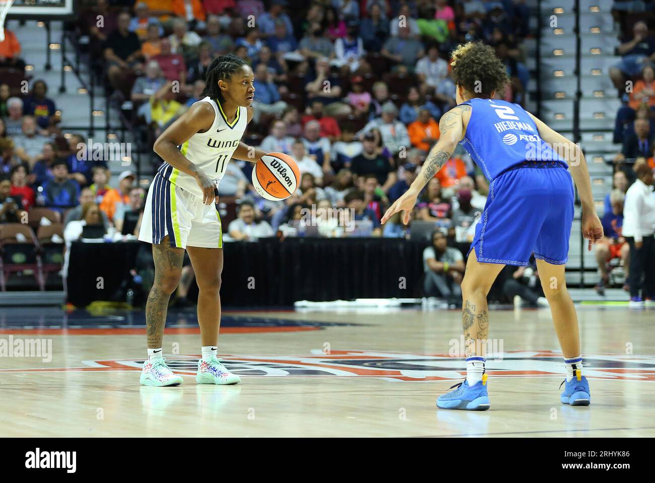UNCASVILLE, CT - AUGUST 18: Dallas Wings guard Crystal Dangerfield (11 ...