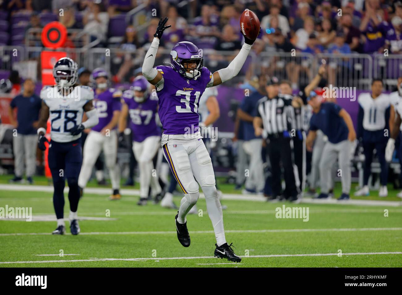 Minnesota Vikings cornerback Tay Gowan (31) celebrates after recovering ...