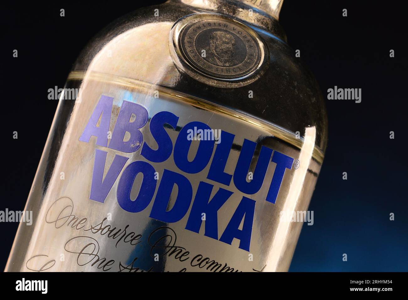 Bottle of Absolute Vodka close up Stock Photo - Alamy