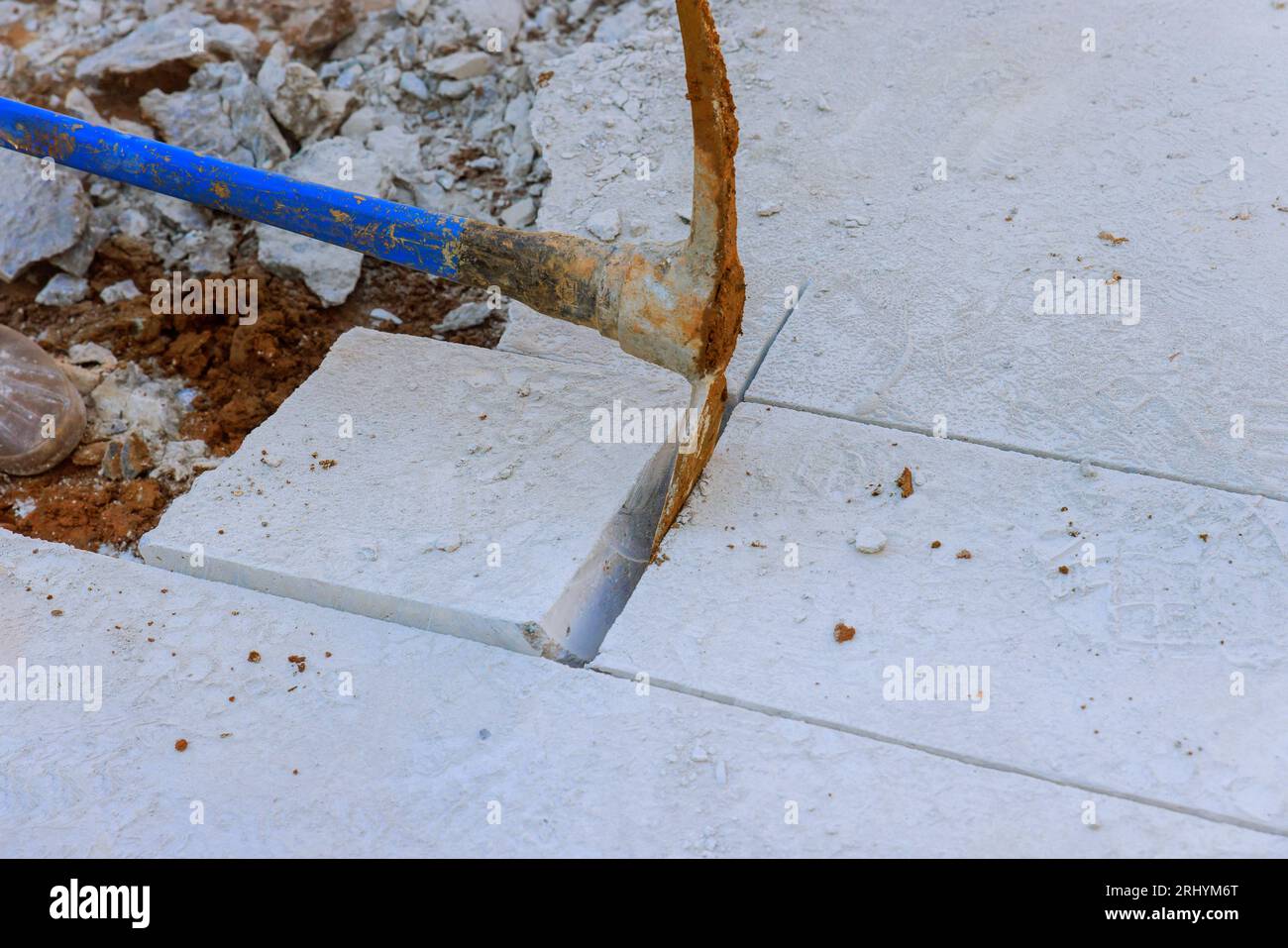 Demolition repair of old concrete sidewalk pavement restoration ...