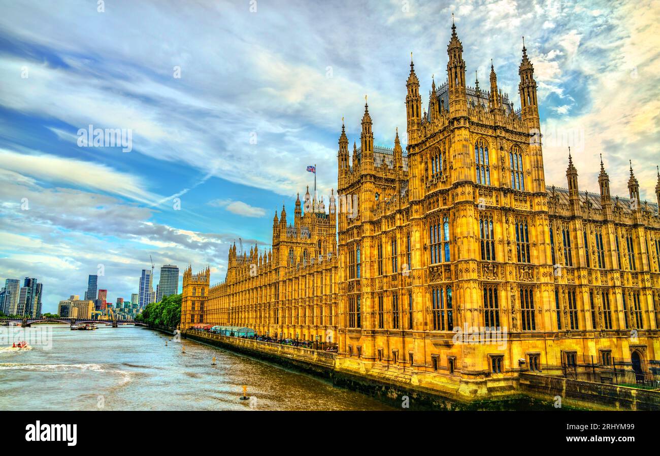 The Palace of Westminster in London at the River Thames, England Stock ...