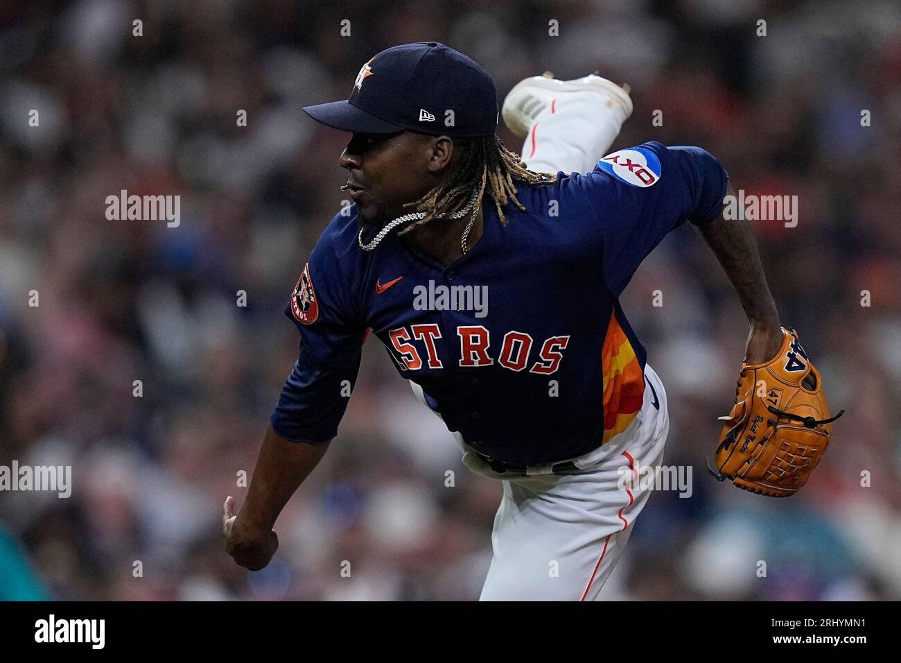 Houston Astros relief pitcher Rafael Montero delivers during the ...