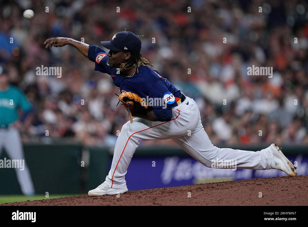 Houston Astros relief pitcher Rafael Montero delivers during the ...