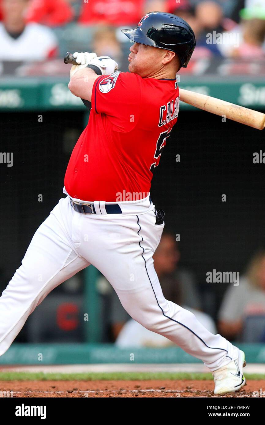 CLEVELAND, OH - AUGUST 19: Cleveland Guardians first baseman Kole ...