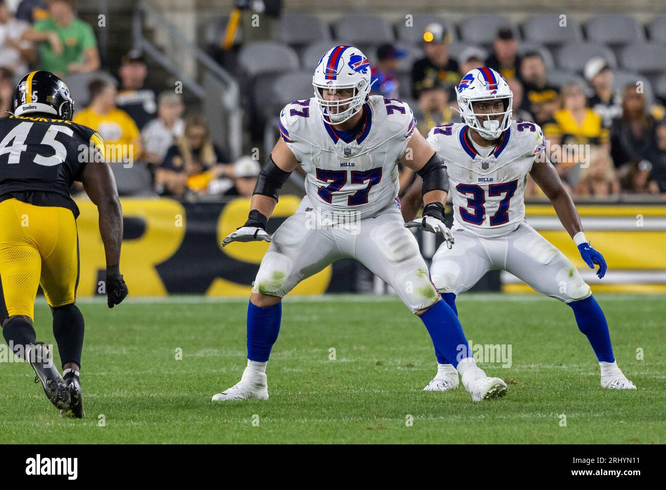 Buffalo Bills offensive tackle David Quessenberry (77) blocks during an ...