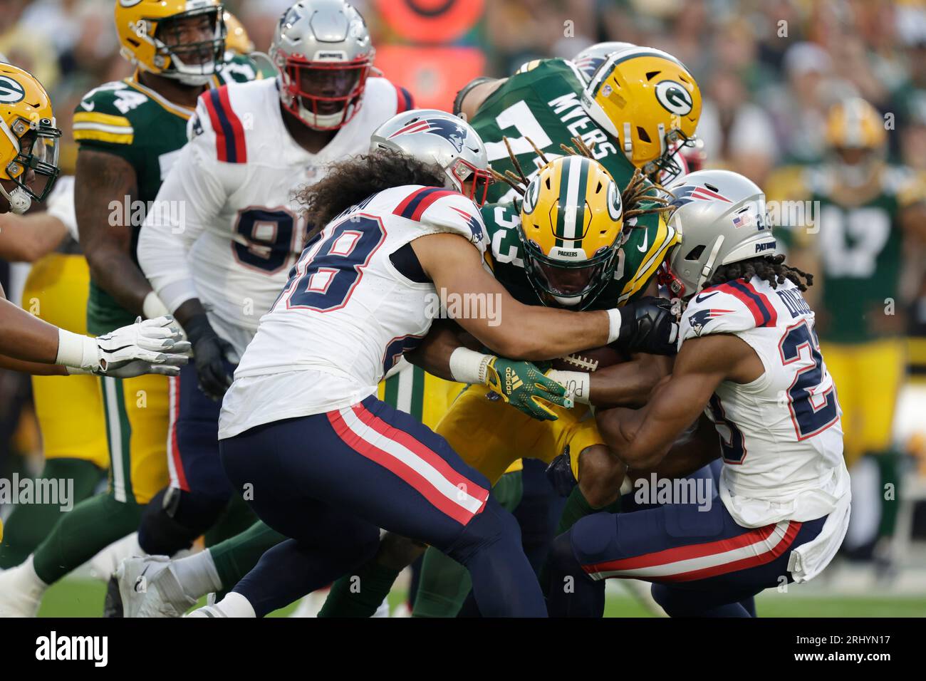 New England Patriots linebacker Jahlani Tavai (48) and safety Kyle ...