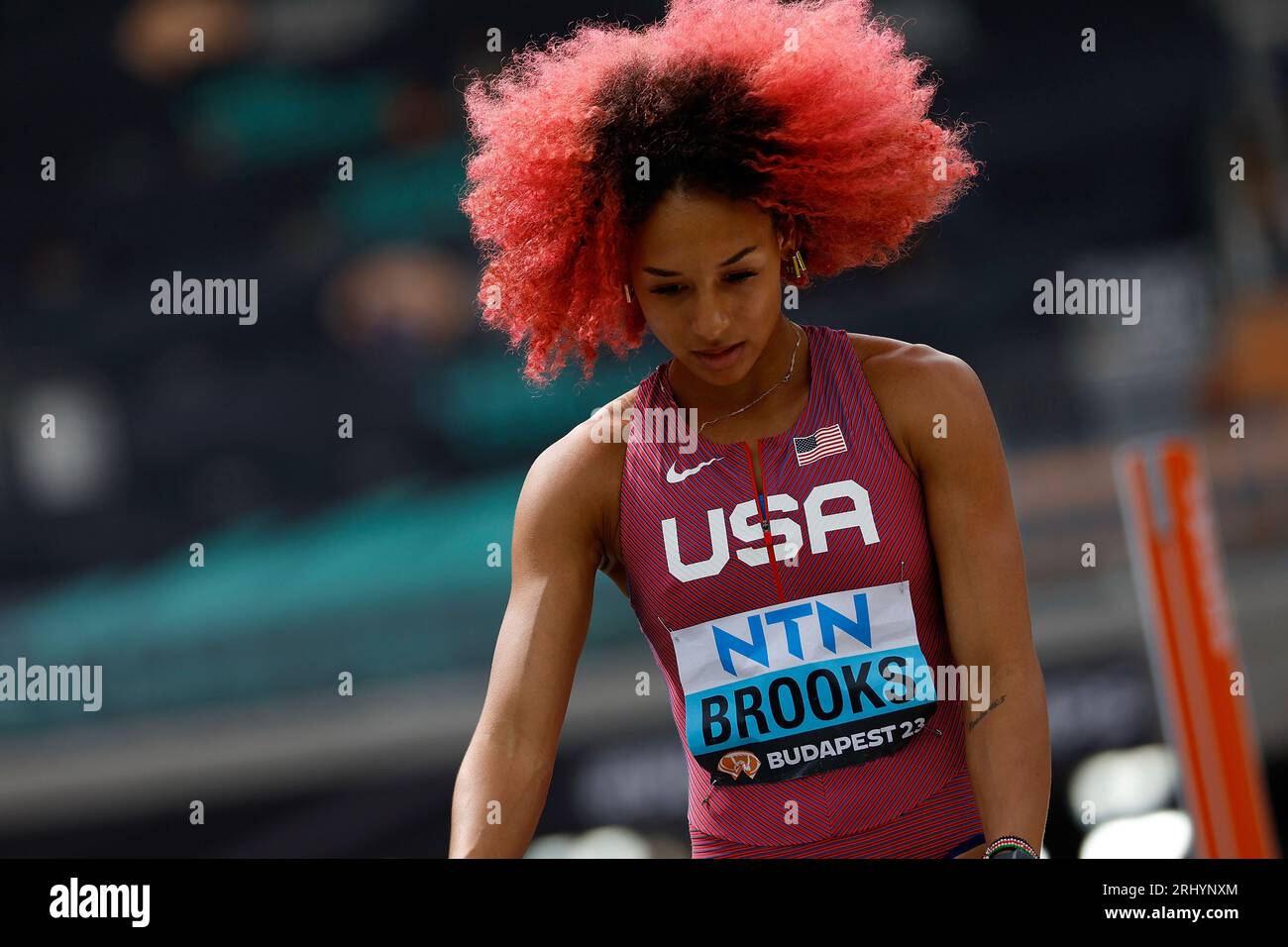 Budapest. 19th Aug, 2023. Taliyah Brooks of the United States reacts ...