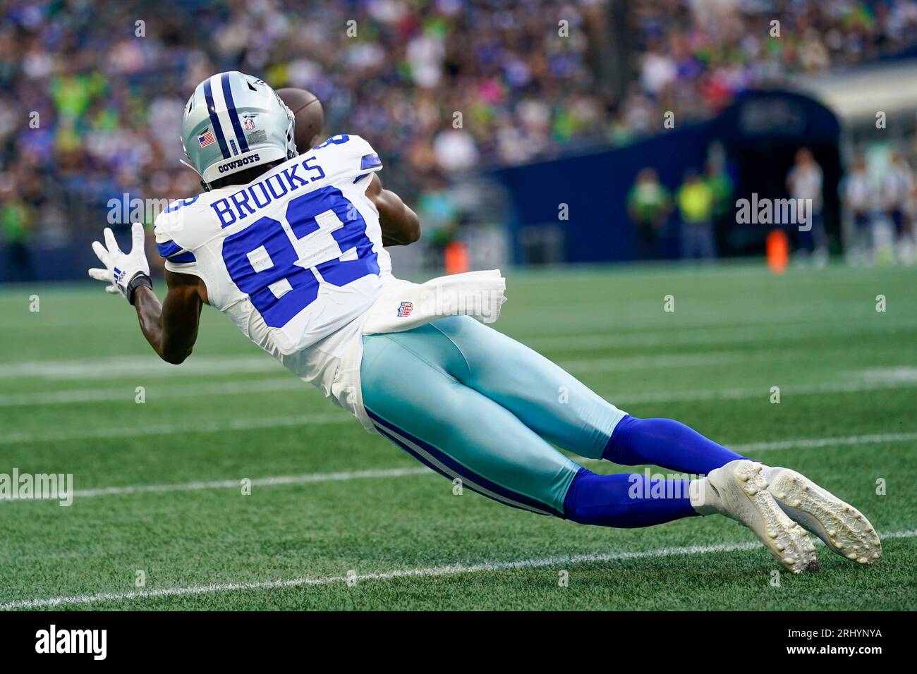 Dallas Cowboys wide receiver Jalen Brooks catches a pass against the ...