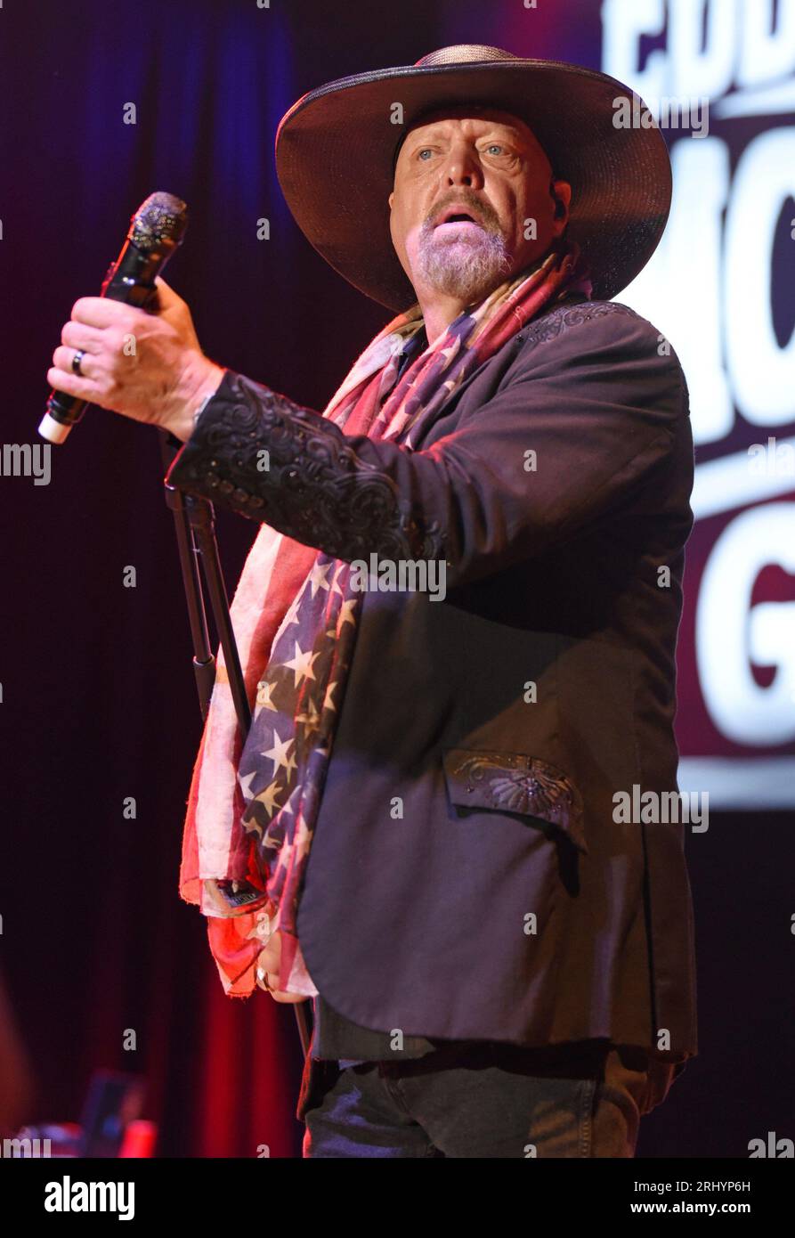 Hiawassee, GA, USA. 19th Aug, 2023. Eddie Montgomery on stage for ...