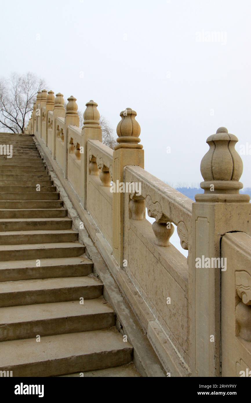 Ancient bridge in Old summer palace ruins park, Beijing, China Stock ...