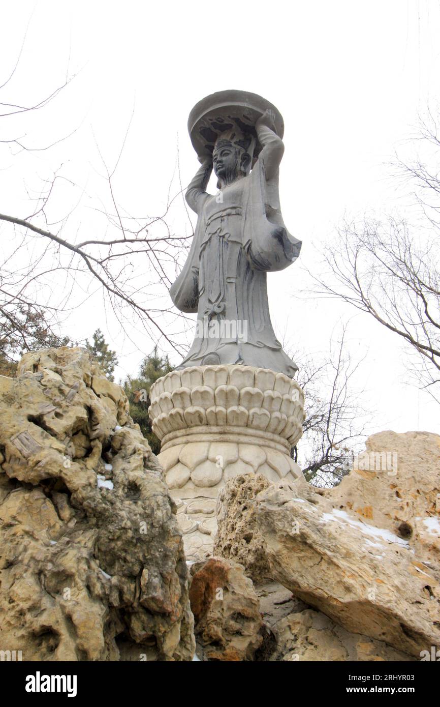 Stone statue landscape in the Old summer palace ruins park, Beijing ...