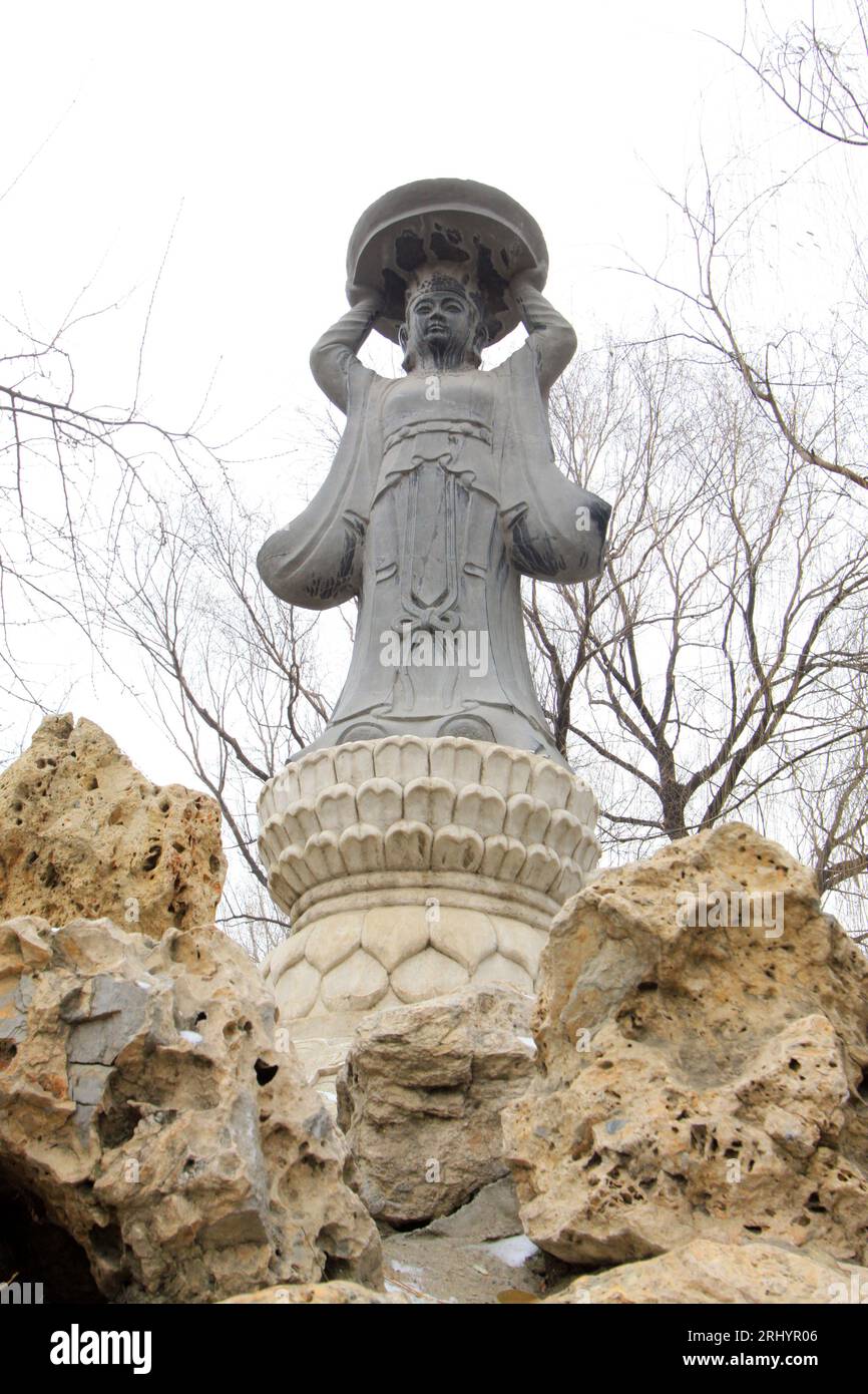 Stone statue landscape in the Old summer palace ruins park, Beijing ...